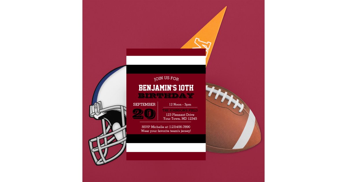 Dark Red Black and White Team Birthday Invitation | Zazzle