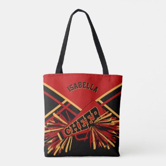 Dark Red, Black & Gold Cheerleader Design Tote Bag | Zazzle