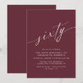 Dark Red Burgundy | Formal Maroon 60th Birthday Invitation | Zazzle