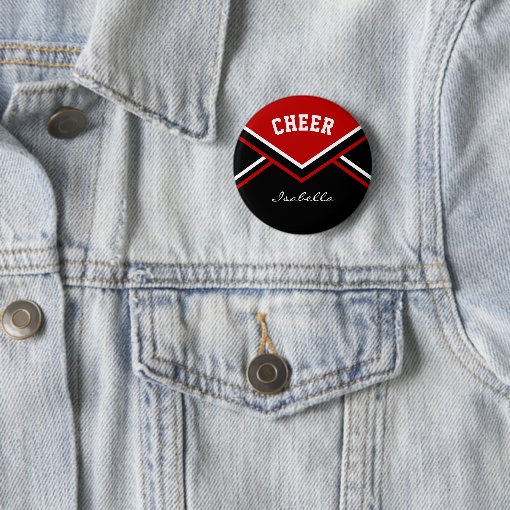 Dark Red Cheerleader Cheer Button | Zazzle