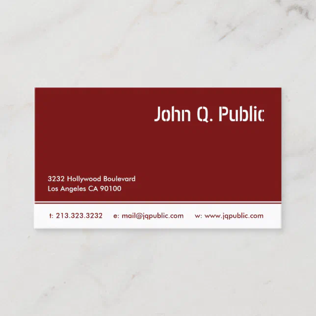 Dark Red Color Business Card | Zazzle