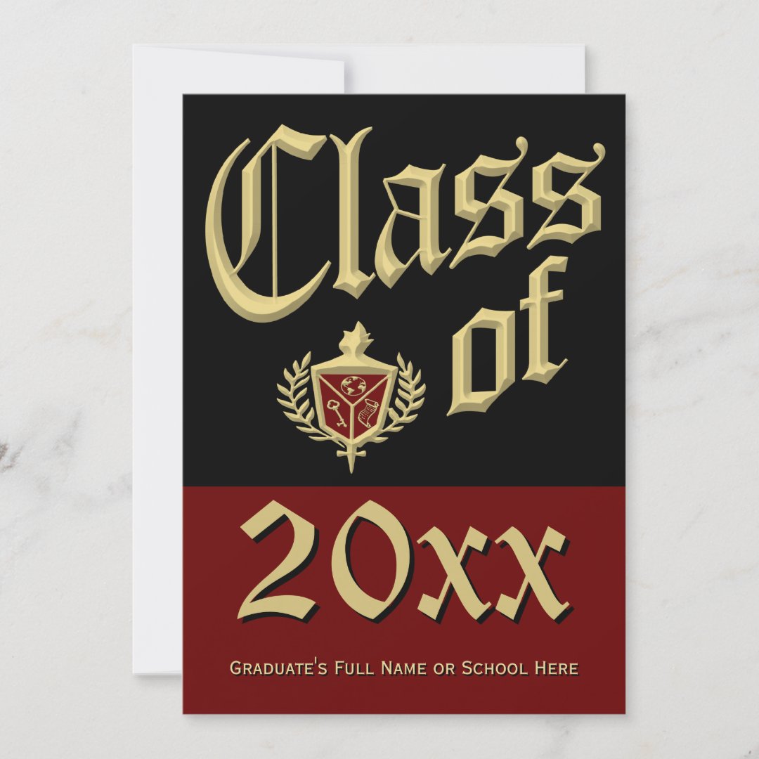 Dark Red Crest Graduation Announcement | Zazzle