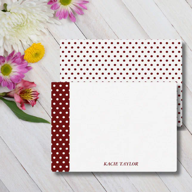 Dark Red Dots Personalized Note Cards | Zazzle