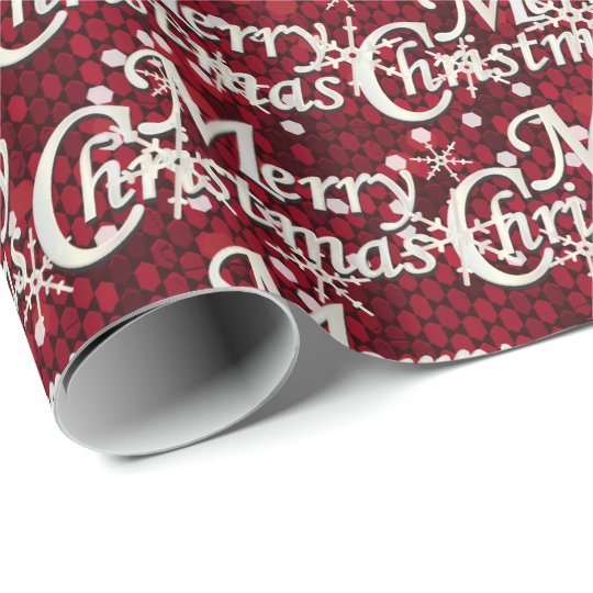 Dark Red Glittery Confetti Merry Christmas Wrapping Paper | Zazzle.com
