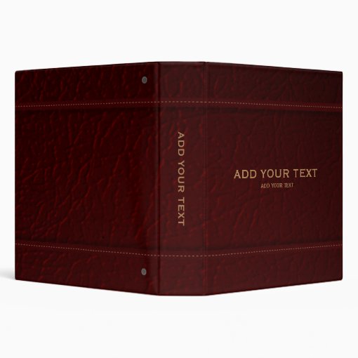 Dark Red Leather 3 Ring Binder | Zazzle