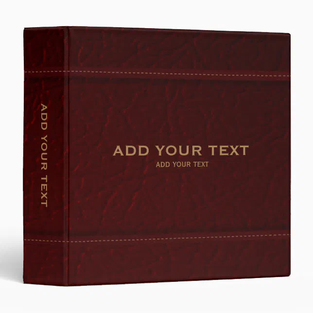 Dark Red Leather 3 Ring Binder | Zazzle