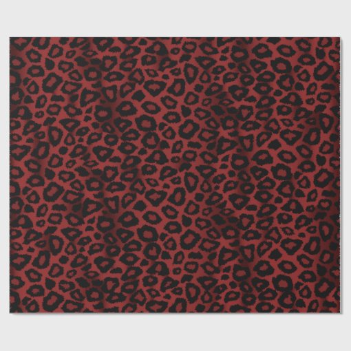 Dark Red Leopard Animal Print Wrapping Paper | Zazzle