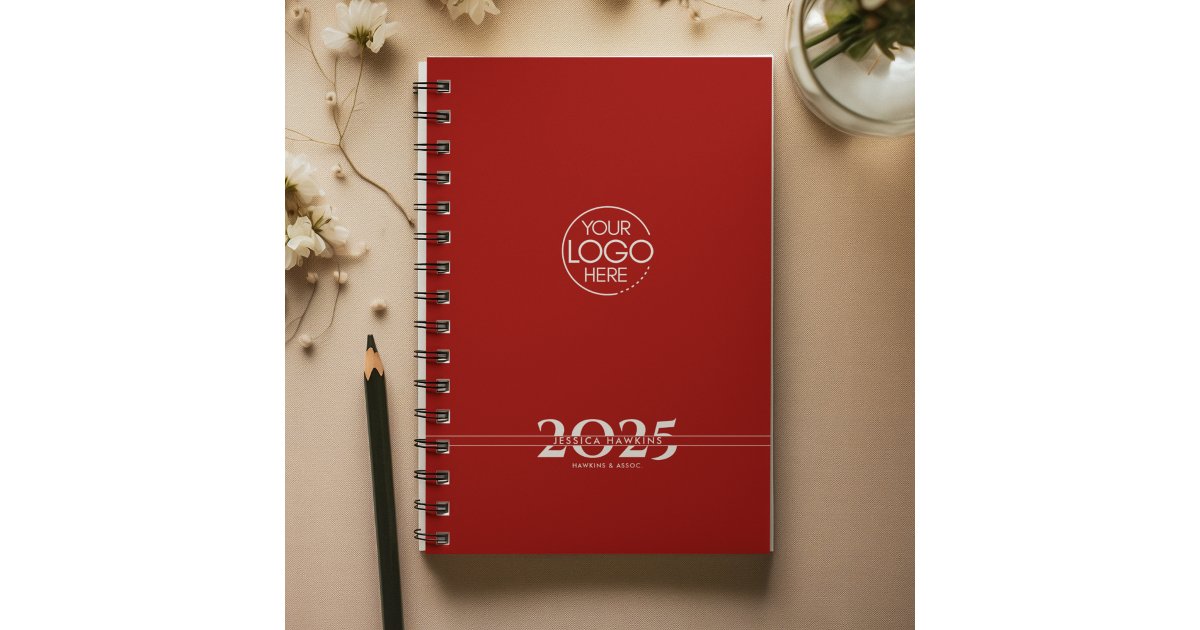 Dark Red Overlapping Text Logo Weekly Planner | Zazzle