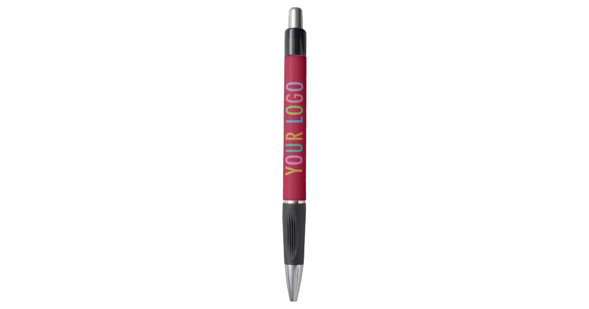 Dark Red Pen with Black Ink Custom Business Logo | Zazzle