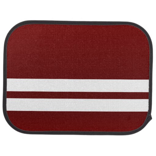 Dark Red White Racing Stripes Car Floor Mat | Zazzle