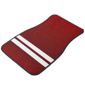 Dark Red White Racing Stripes Car Floor Mat | Zazzle