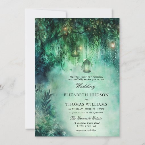Dark Romantic Wedding Enchanted Forest Theme Fairy Invitation | Zazzle