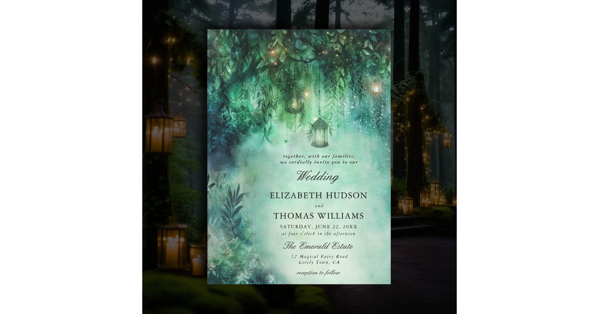 Dark Romantic Wedding Enchanted Forest Theme Fairy Invitation | Zazzle
