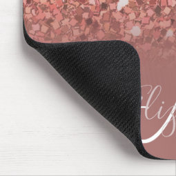 Dark Rose Gold Glitter Bling Personalized Mouse Pad | Zazzle