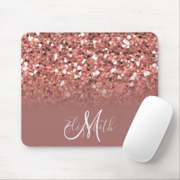 Dark Rose Gold Glitter Bling Personalized Mouse Pad | Zazzle