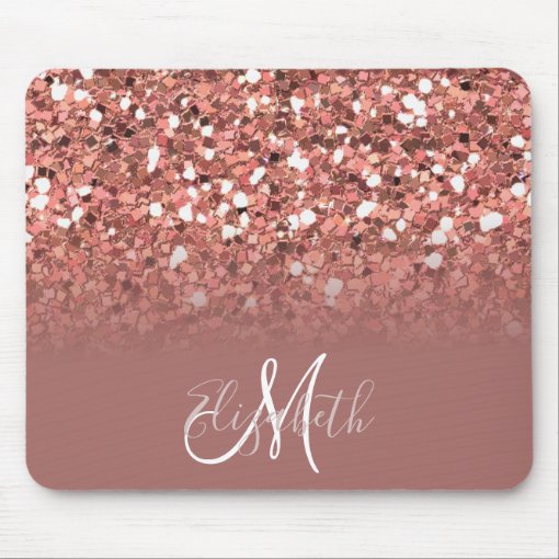 Dark Rose Gold Glitter Bling Personalized Mouse Pad | Zazzle