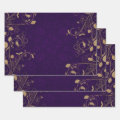Dark Royal Purple with Gold Scroll Wrapping Paper Sheets | Zazzle