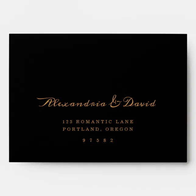 Dark Script Floral Wedding Black Envelope Liner | Zazzle