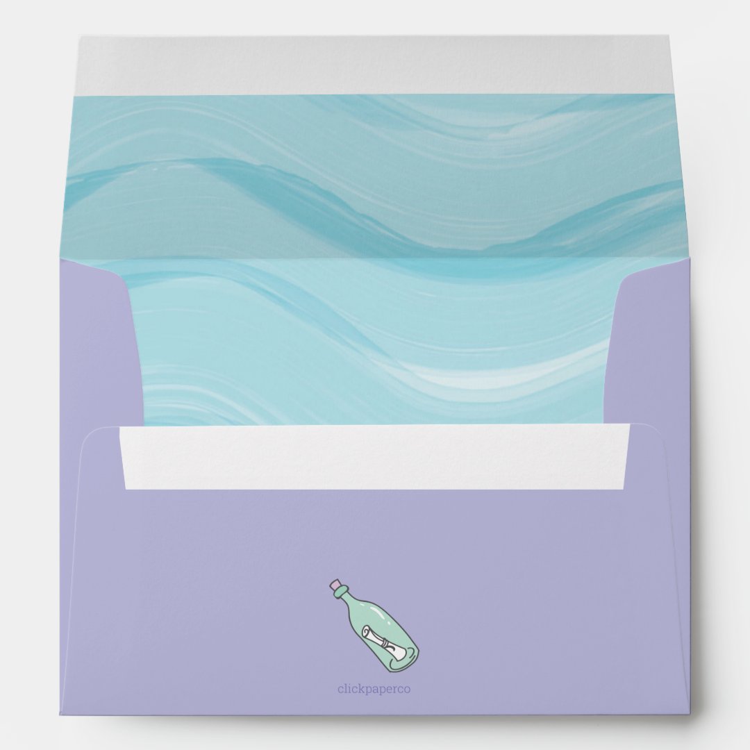 Dark Skin Purple Mermaid with Sea Turtle Envelope | Zazzle