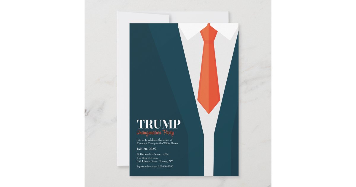 Dark Suit Red Tie Inauguration Party Invitation | Zazzle