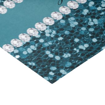 Dark Teal Blue Faux Glitter and Diamonds Tissue Paper | Zazzle
