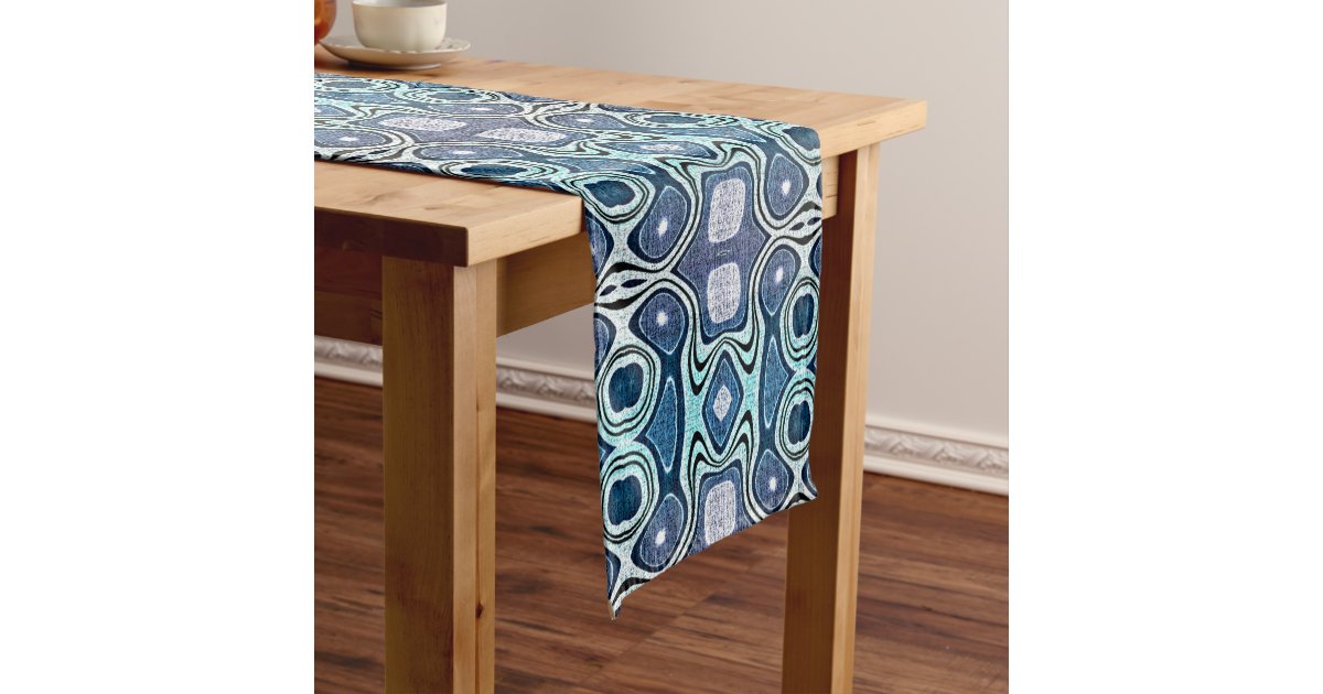 Dark Teal Blue Green Turquoise Violet Tribe Art Medium Table Runner ...