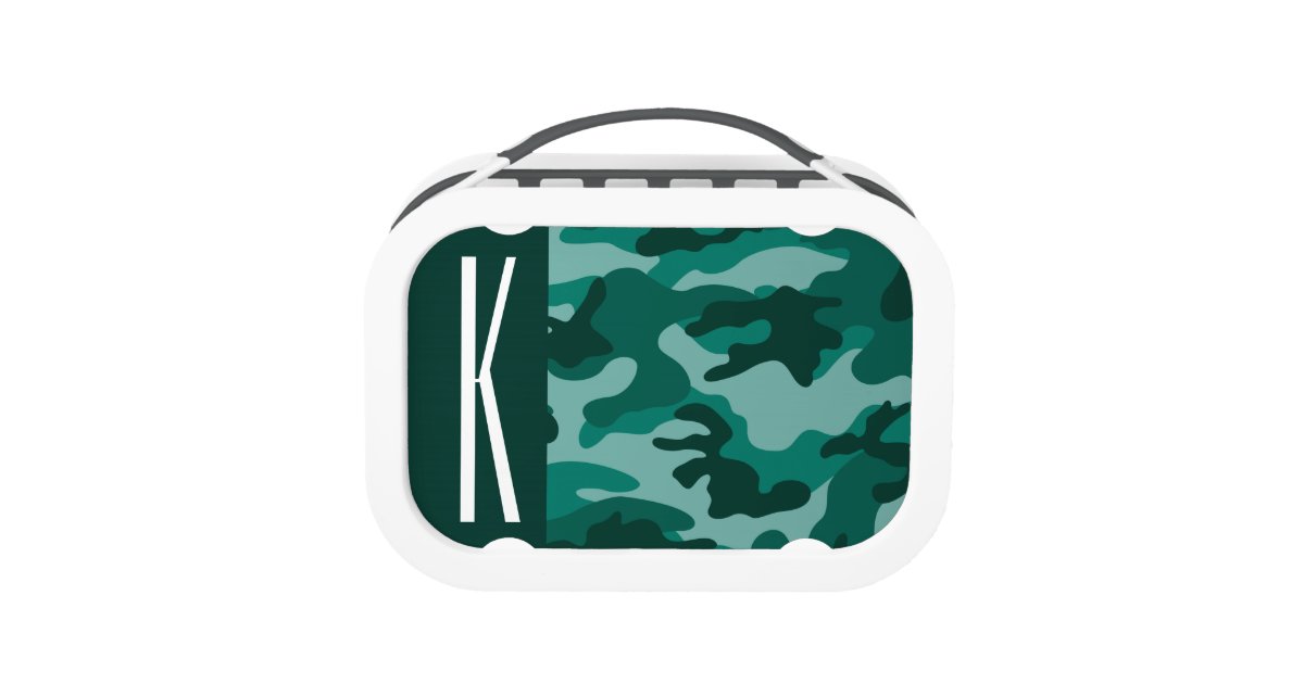 Dark Teal Green Camo; Camouflage Lunch Box | Zazzle