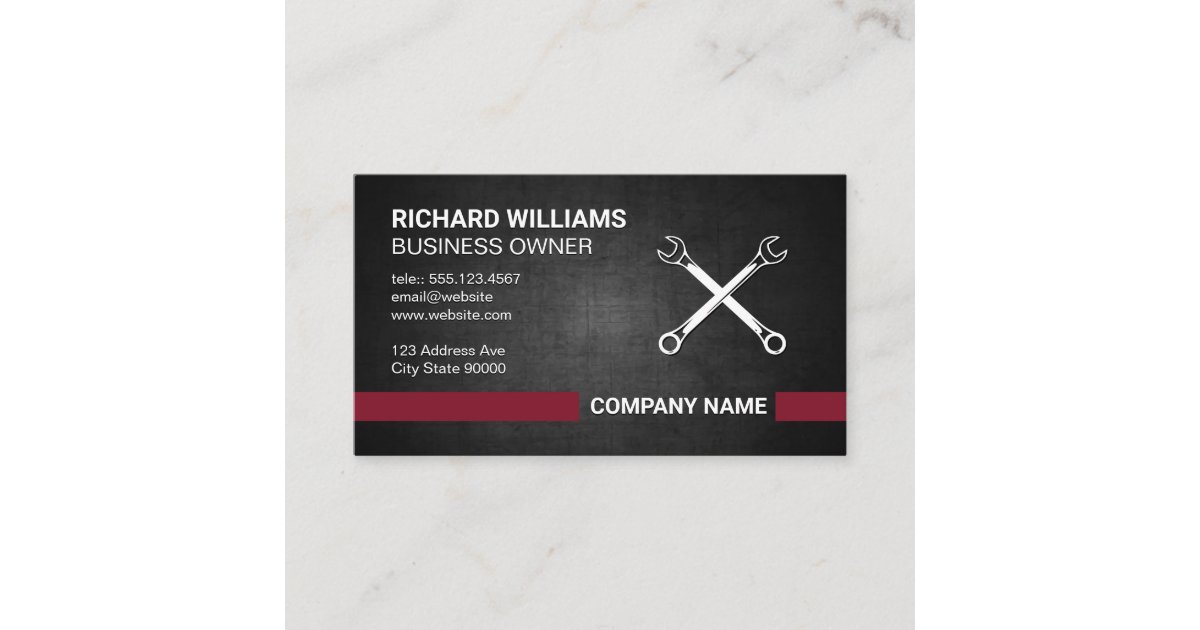 Dark Texture | Wrenches Hardware Business Card | Zazzle