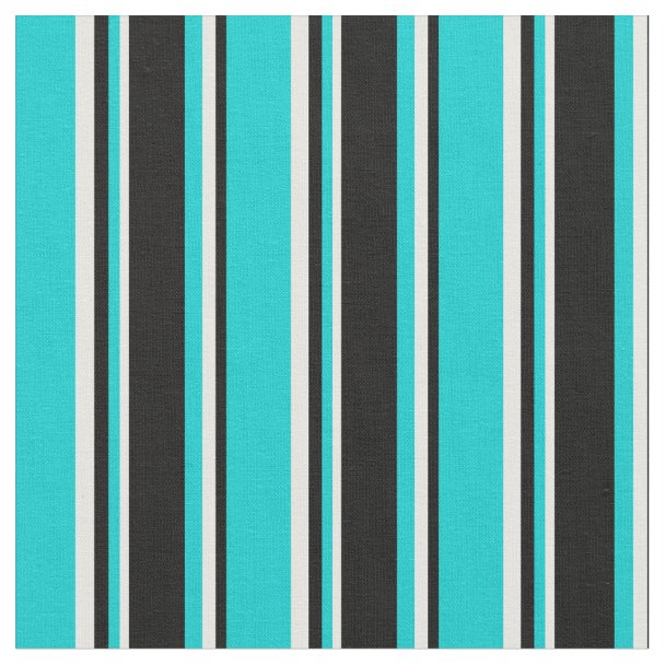 White and Black Colored Striped Pattern Fabric | Zazzle