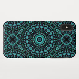 Dark Turquoise Floral Mandala Case-Mate iPhone Case | Zazzle