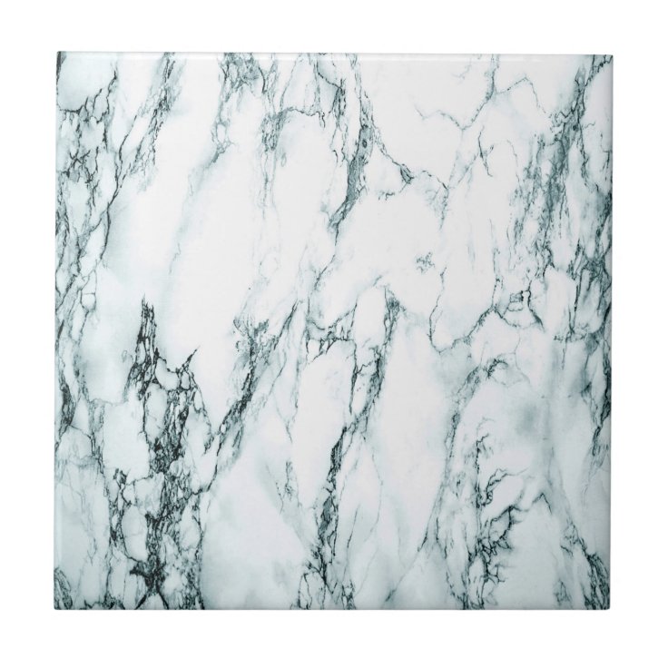 Dark Turquoise Vein Marble Look Ceramic Tile | Zazzle