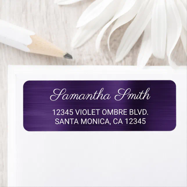 Dark Violet Purple Ombre Brushed Foil Label | Zazzle
