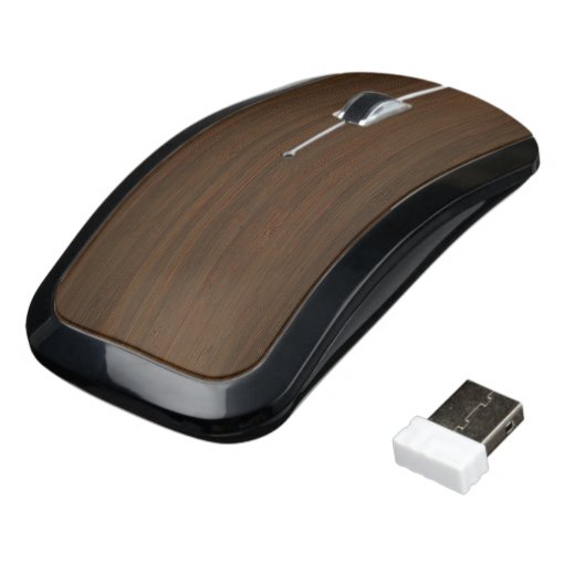 Dark Walnut Brown Bamboo Wood Grain Look Wireless Mouse | Zazzle