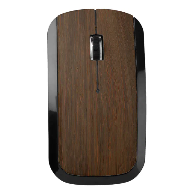 Dark Walnut Brown Bamboo Wood Grain Look Wireless Mouse | Zazzle