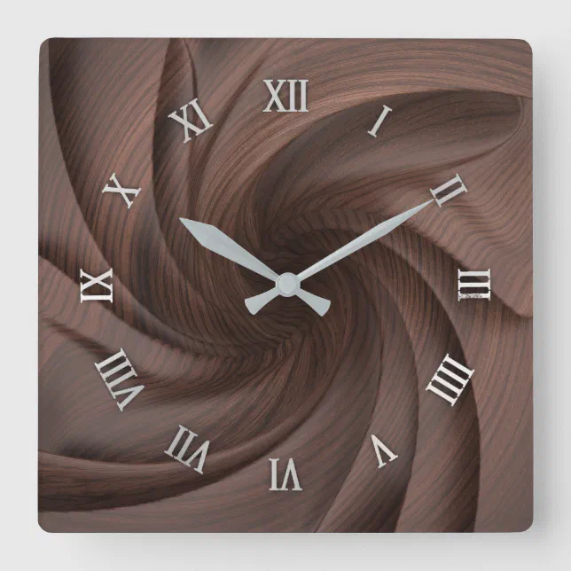 Dark wood design wall clock | Zazzle