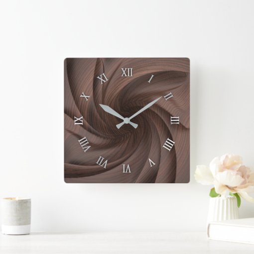 Dark wood design wall clock | Zazzle