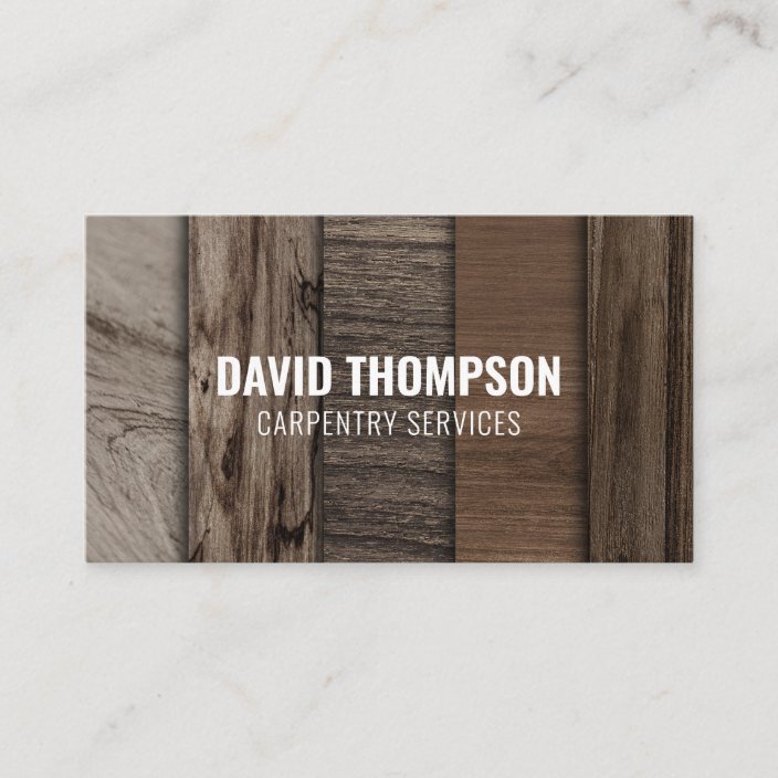 Dark Wood Grain Professional Carpenter Woodworker Business Card ...