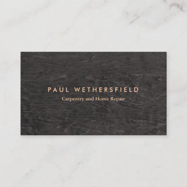Dark Wood Grain Rustic Carpenter Carpentry Business Card | Zazzle