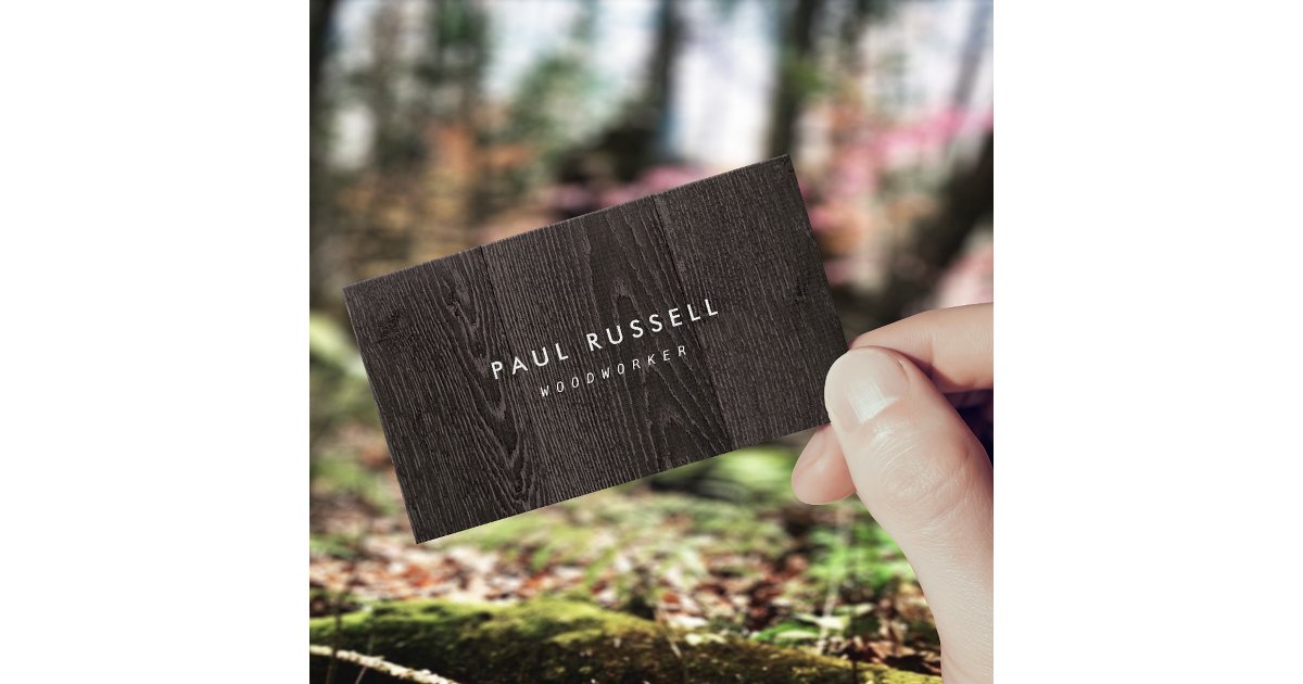 Dark Wood Grain Rustic Carpentry Business Card | Zazzle