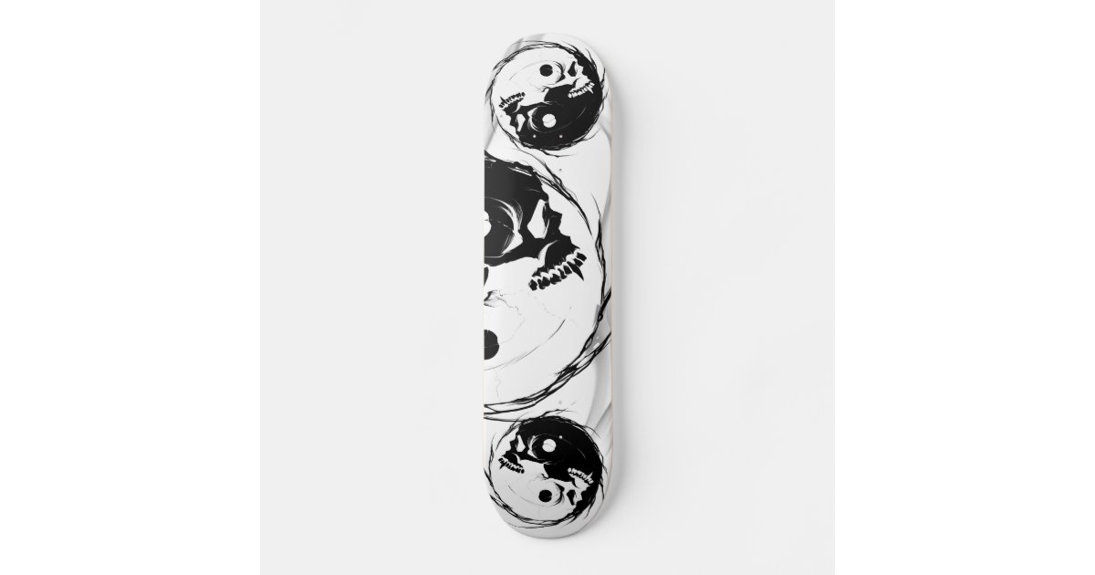 Dark Yin Yang Vampire Skull Religious Symbol Skateboard | Zazzle