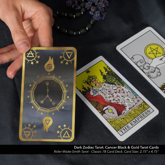 Dark Zodiac Tarot: Cancer Black & Gold Tarot Cards | Zazzle