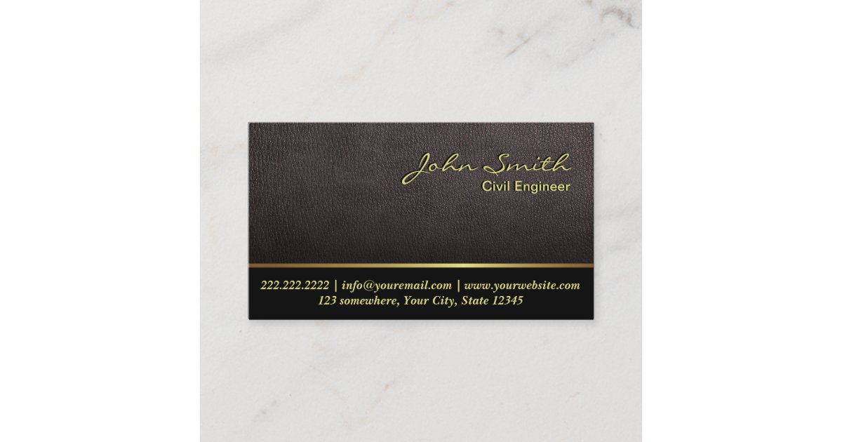 Darker Leather Civil Engineer Business Card | Zazzle