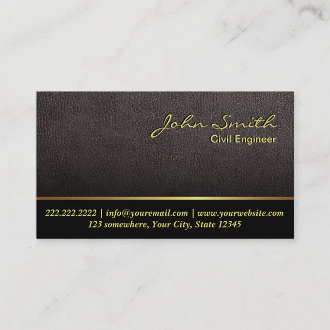 Darker Leather Civil Engineer Business Card | Zazzle