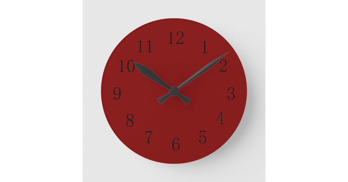 Darker Maroon Red Kitchen Wall Clock | Zazzle