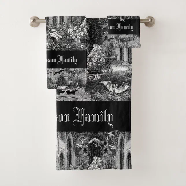 Darkest Gothic Vampires Crypt Graves Bats Goth Bath Towel Set | Zazzle