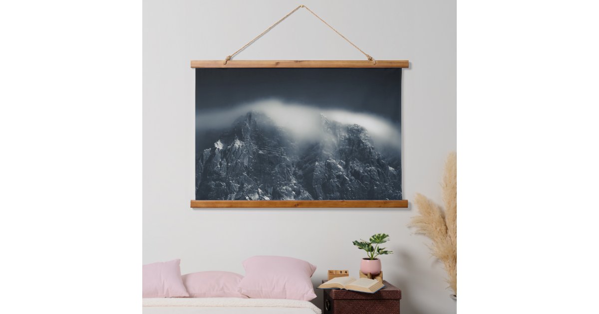 Darkness and white clouds over the mountains hanging tapestry | Zazzle