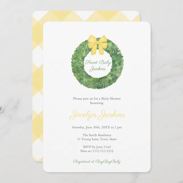 Darling Gender Neutral Spring Yellow Baby Shower Invitation | Zazzle