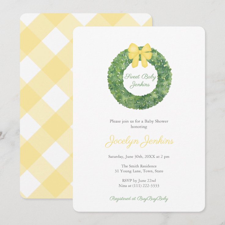 Darling Gender Neutral Spring Yellow Baby Shower Invitation | Zazzle