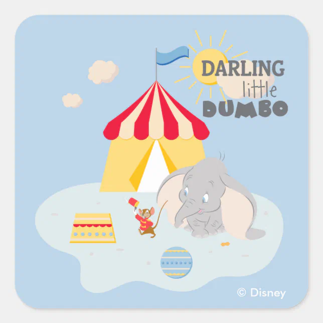 Darling Little Dumbo & Timothy Square Sticker | Zazzle