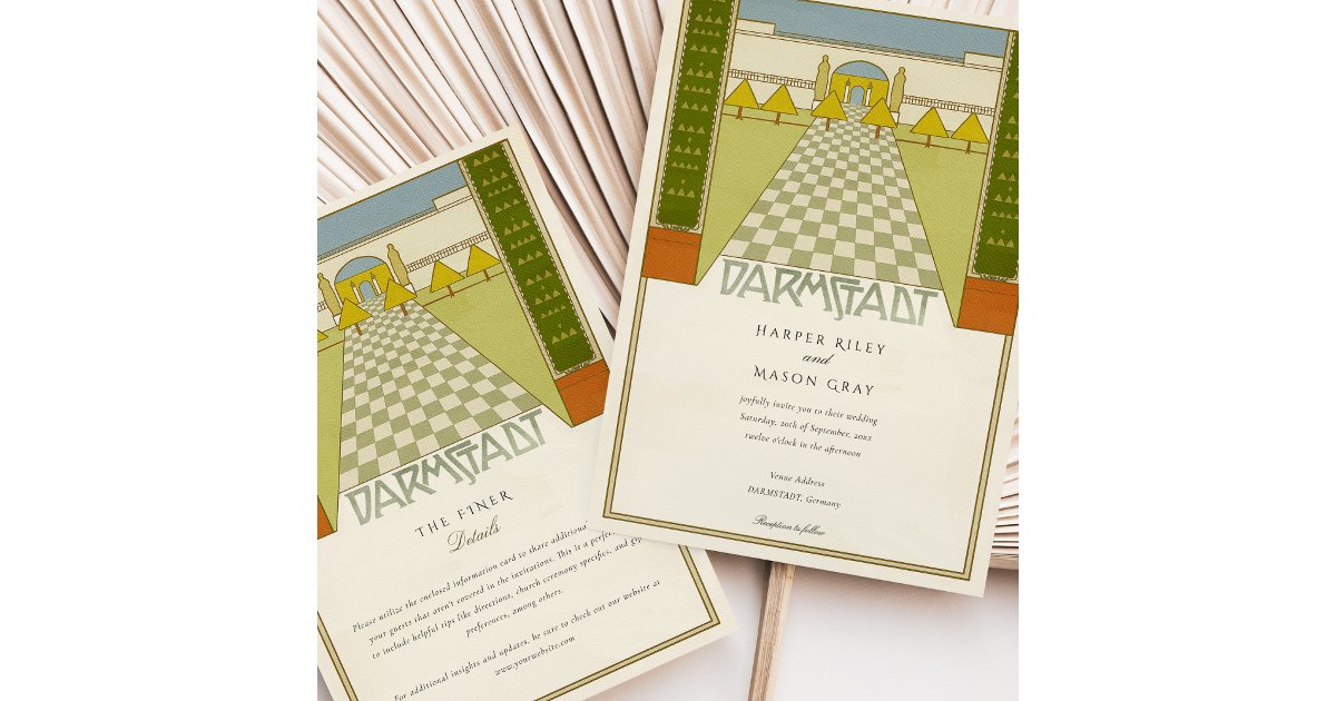 Darmstadt Germany Art Nouveau & Jugendstil Wedding Invitation | Zazzle